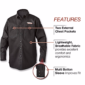 Lincoln Electric Welding Shirt | Premium Flame Resistant (FR) Cotton | Custom Fit | Black | Medium | K3113-M