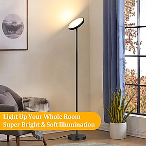 Bright Floor Lamp, 2400LM LED Floor Lamp for Living Room, Torchiere Floor Lamps with 2700K-6000K Stepless Dimming, 69" Tall Modern Standing Lamp with Remote & Foot Switch for Bedroom Office