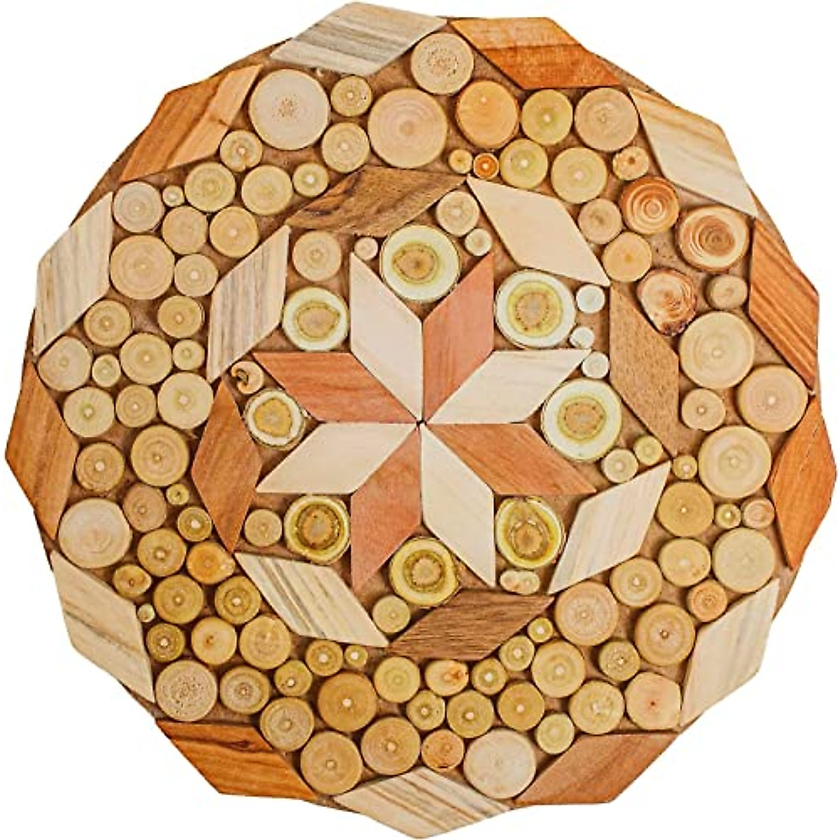 Wooden Trivet for Hot Dishes - Natural Handmade Wood Trivet Mat - Sturdy and Durable 7.8'' Kitchen Hot Pads - Wooden Trivet Frame for Hot Pots and Pans - Perfect Kitchen Gifts Idea