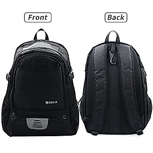 ZOEA Large Basketball Bag - Backpack for Basketball, Soccer & Volleyball Football Gym Includes Shoe & Ball & Laptop Compartment (Black)