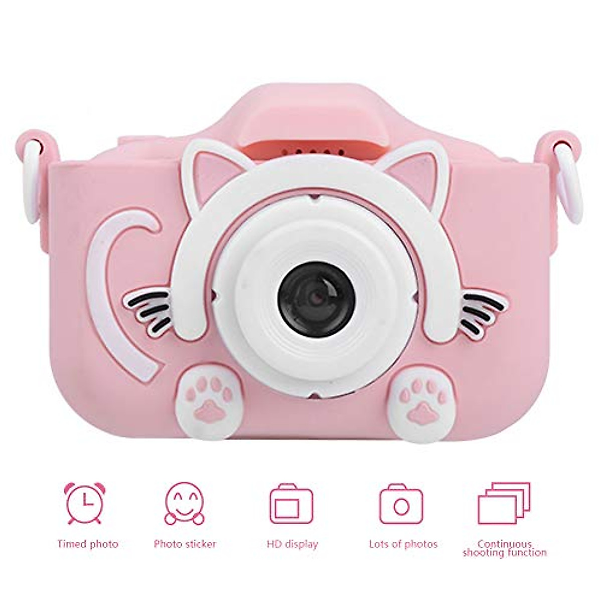 Asixxsix Digital Children Camera, Sturdy ABS Practical Durable Children Camera, for Children Kids Taking Pictures Toy Holiday Birthday Gift(Pink)