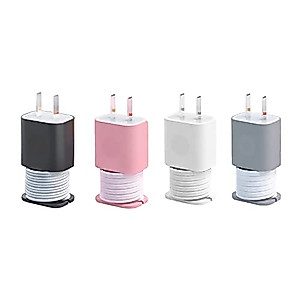 365Home 4-Pack 2 in 1 Silicone Charger Protector with Cord Wrap, iPhone Silicone Power Adapter Case, Snapback Charger Winder, Compatible with iPhone 12/13/14 Charger