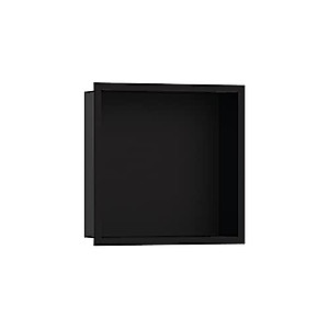 Hansgrohe XtraStoris Individual Recessed Wall Niche Matte Black with Design Frame 12"x 12"x 4" in Matte Black, 56098670