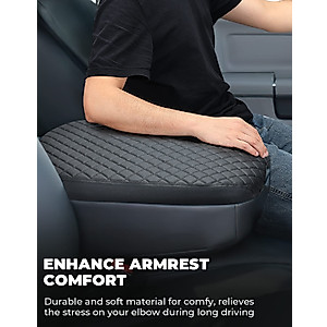 ISSYAUTO Center Console Cover Compatible with 2002-2012 Ram 1500 2500 3500 Jump Seat Console, Armrest lid Cover Leather Arm Rest Covering for Car, Well-Make Durable Middle Console Cover