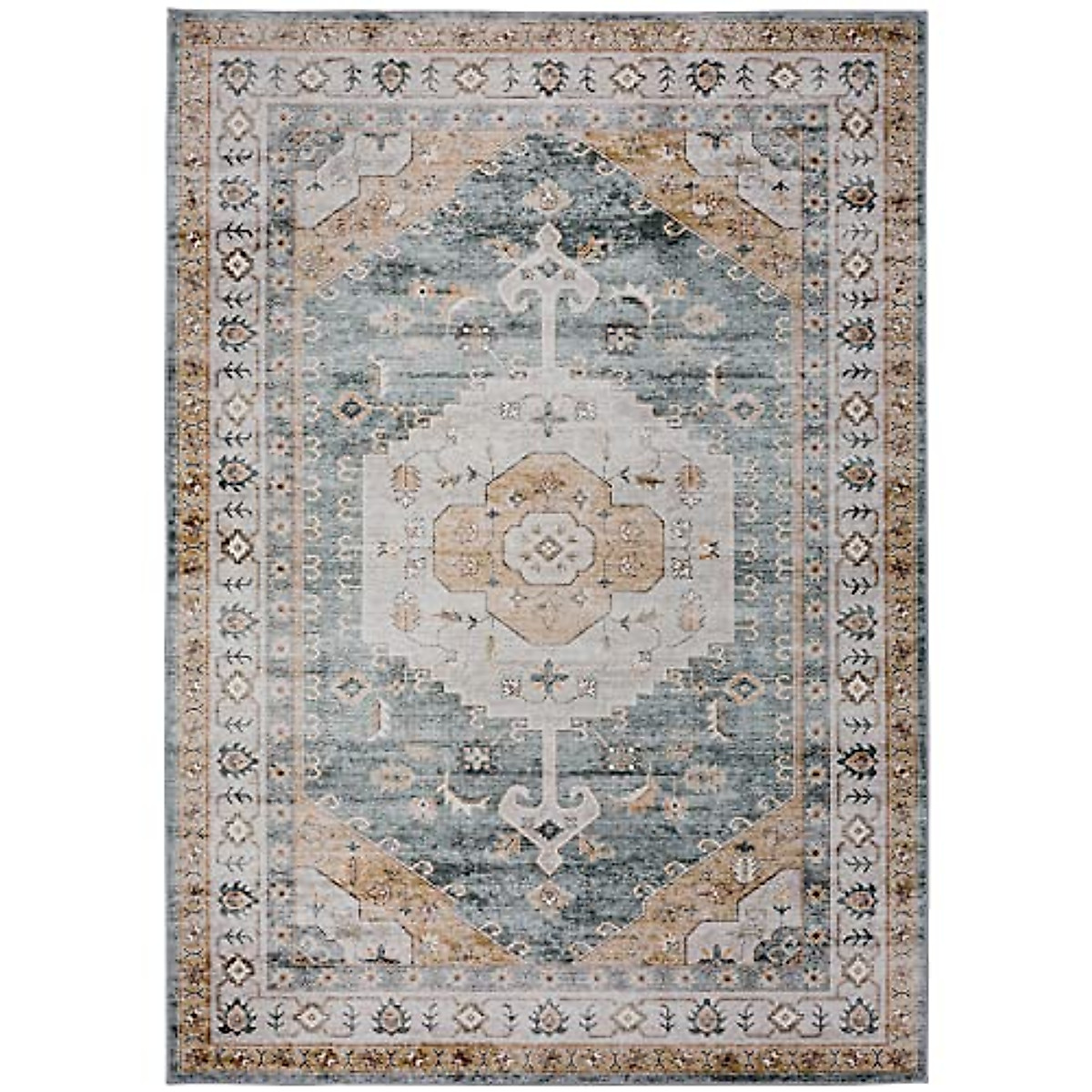 DECOMALL Ariel Area Rug 5x7, Orange Traditional Rug, Bohemian Carpet for Bedroom Living Room Dining Room, Orange 5’x7’