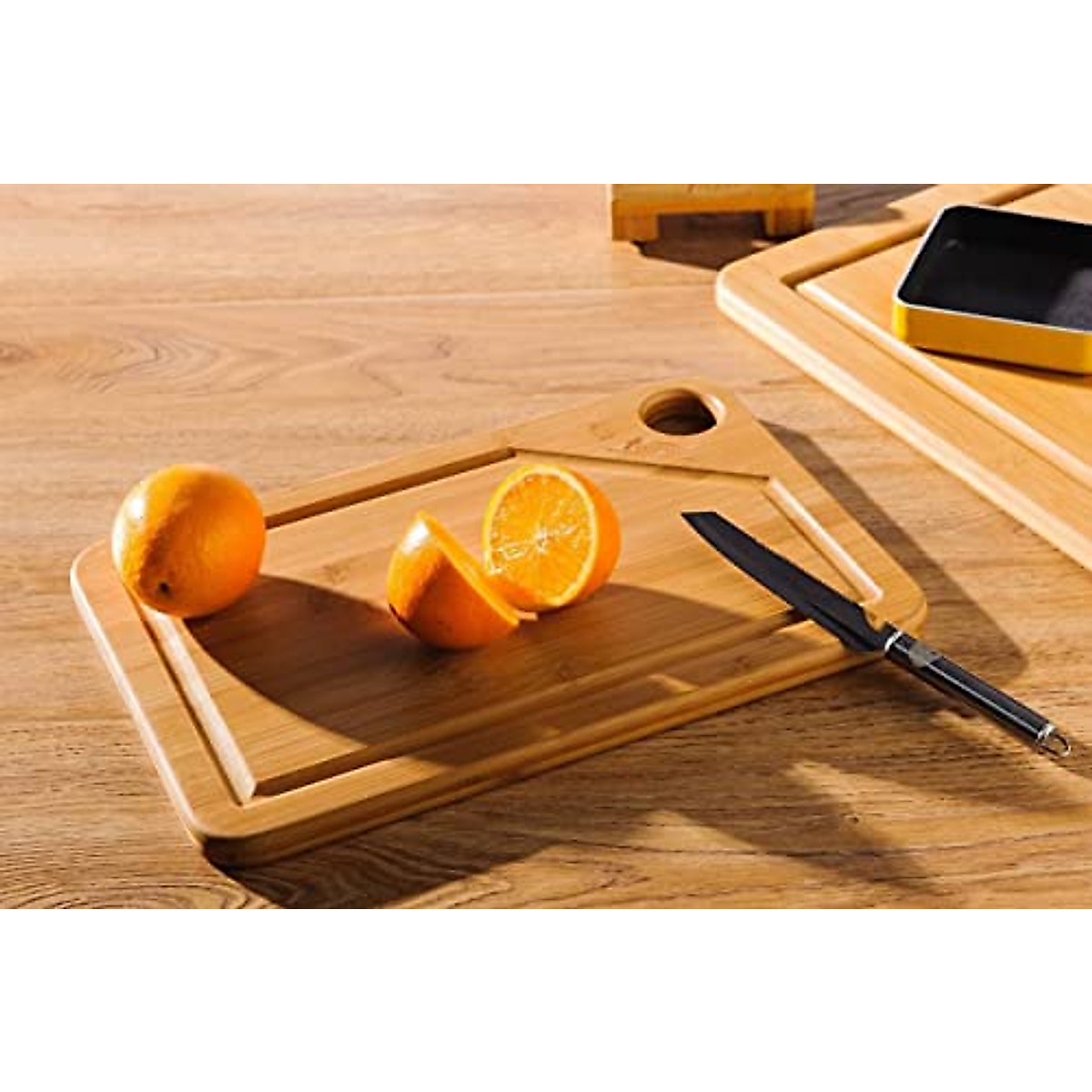 Mohy Bamboo Cutting Board Set with Juice Groove (Set of 3 with Holder) – Extra Large Thick Chopping Board Set for Meat, Cheese, Fruit and Vegetables