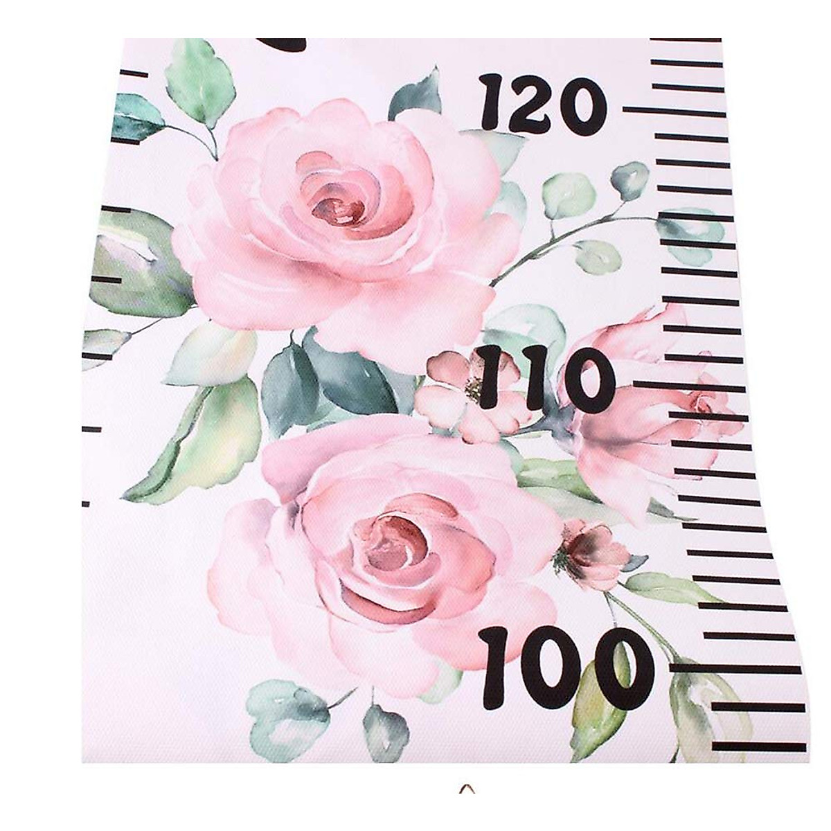XINGZI Kids Baby Growth Chart Ruler 8 x 79 inch Wood Frame Height Measure Chart Canvas Pink Flower Hanging Removable Wall Ruler Wall Decor Nursery Decoration for Kids Girls Boys Toddlers Gift