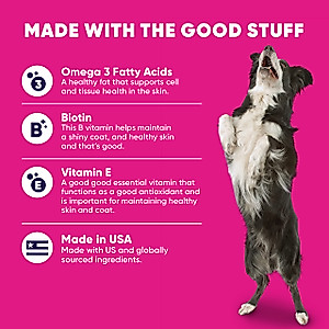 GoodGood Skin + Coat Dog Supplements; Supports Healthy Skin and a Shiny Coat; Chewable Soft Treats with Omega-3 Fatty Acids, and Vitamin E; Probiotics; 90 Natural Flavor Chews