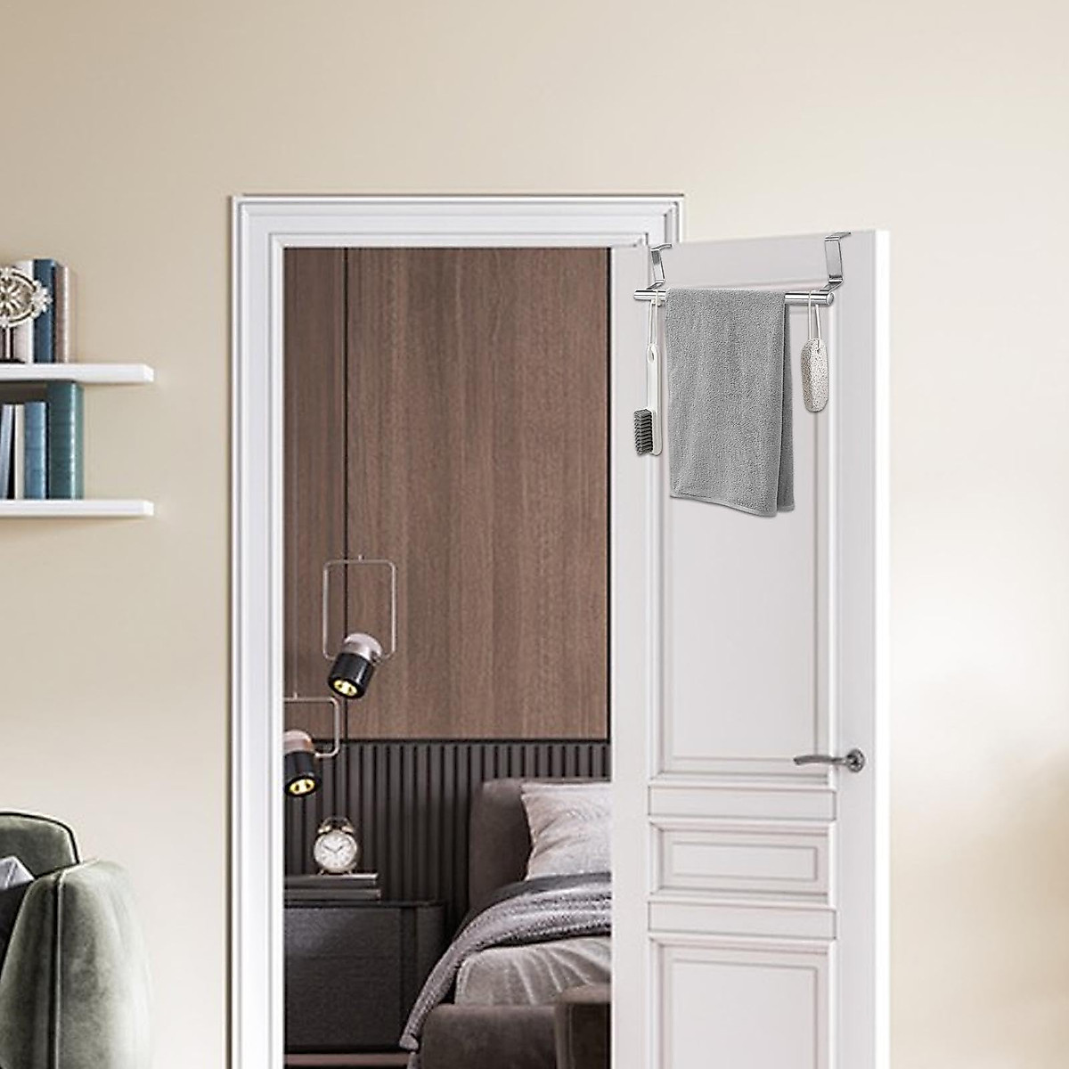 Door Hanging Towel Holder - Overdoor Towel Hanger, Easy to Install Hanging Towel Rack | Adjustable Over The Door Towel Storage Towel Stand, Multi Hanging Towel Rail for Bathroom Kitchen Bedroom