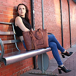 Lady Conceal Concealed Carry Purse - Locking Cora Stitched Gun Tote (Mahogany)