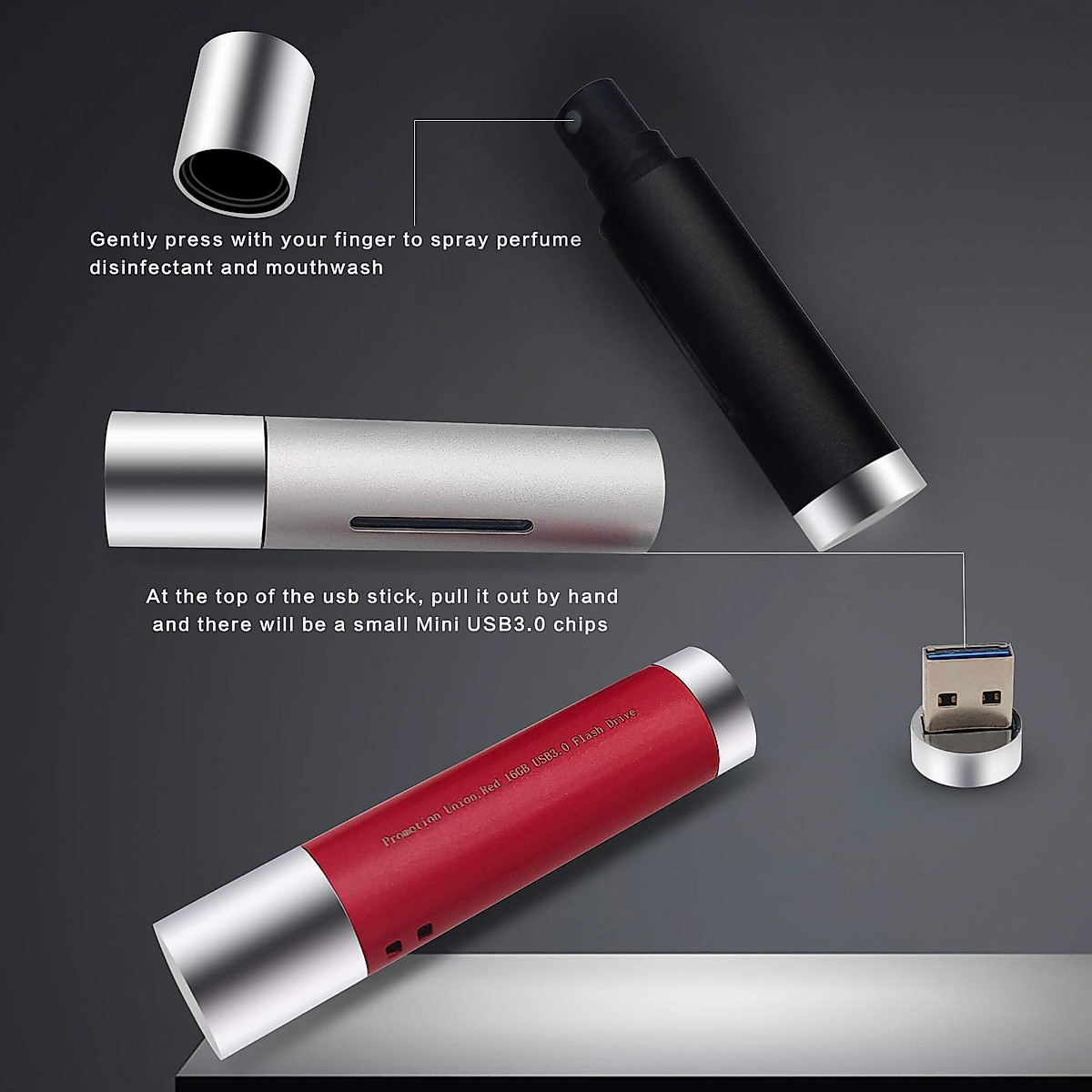 Promotion Union USB3.0 Flash Drive 32GB Perfume Function 2 in 1 USB3.0 Disk with Fancy Gift Boxes Packaging (32GB, Black)