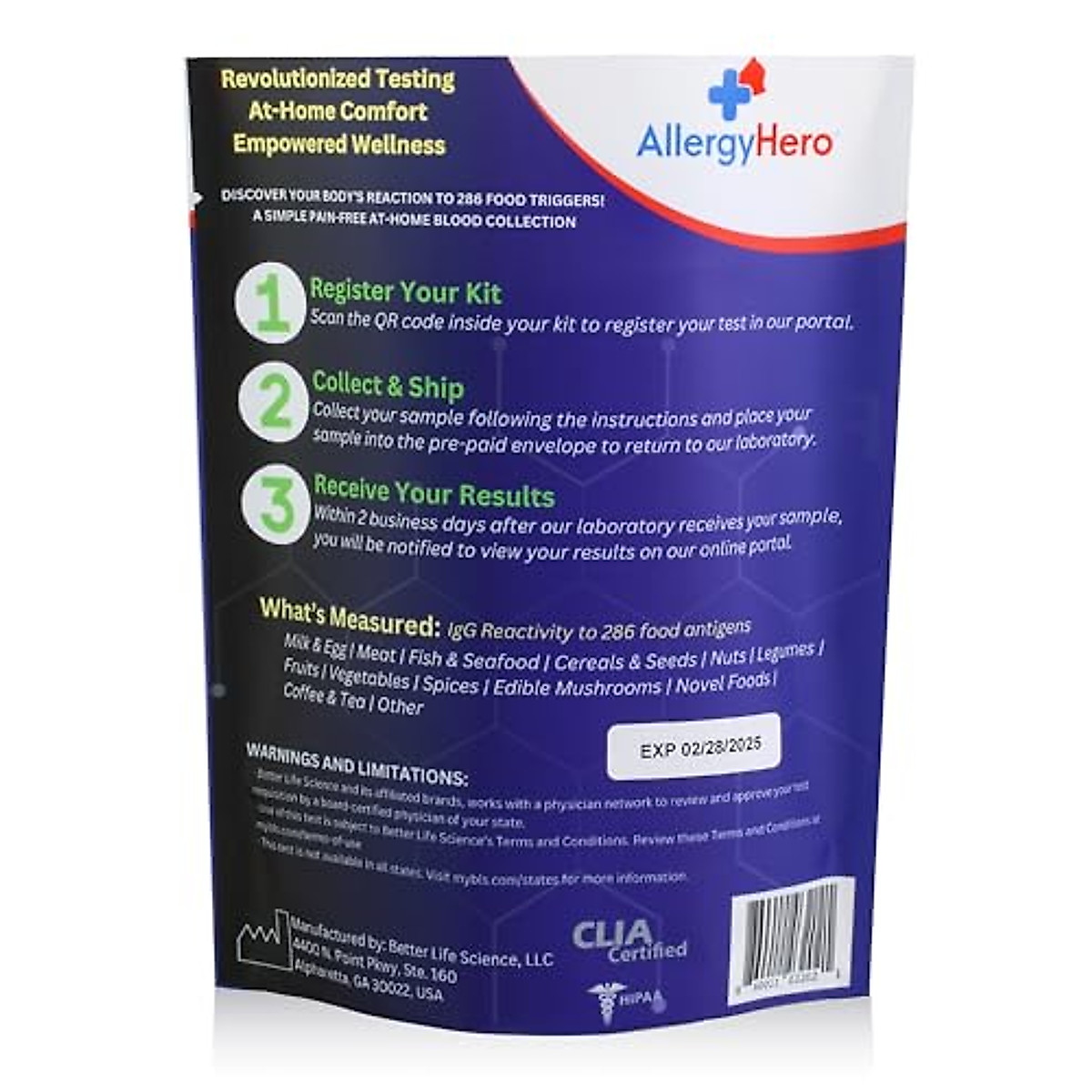 Food Sensitivity Comprehensive Test - 286 Food Intolerance Items Tested - Easy at-Home Collection