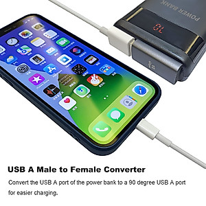 AreMe 90 Degree USB 3.1 Adapter 2 Pack, Left and Right Angle USB A Male to Female Converter Extender for PC, Laptop, USB A Charger, Power Bank and More