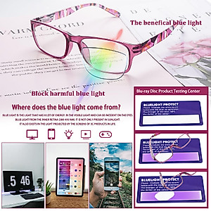 BONCAMOR 6 Pack Stylish Reading Glasses for Women Men Blue Light Blocking Square Spring Hinges Computer Readers (6 Mix-3, 2, diopters)