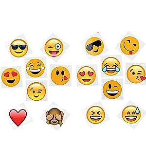 Temporary Emoticon Smiley Face Tattoos - 16 Assorted Emoticon Styles - Fun Gift, Party Favors, Party Toys, Goody Bag Stuffers, Easter Egg Stuffers 2" 144 Pack