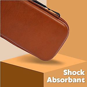 DreamController Limited Edition Genuine Leather Hard Shell Travel Case for Nintendo Switch with 10 Gamecard Slot with Back Protective Dockable Case, 2 Joycon Cover, 4 Thumbstick Cap & Screen Protector