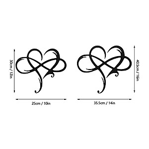 LAHONI Infinity Heart Metal Wall Decor, 16x14 Inch Heart Shaped Wall Art Sculptures Love Sign Ornaments for Home, Living Room, Bedroom, Outdoor Garden Decor (Black)