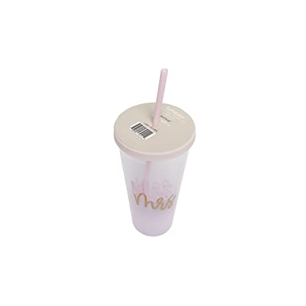 Pearhead Miss to Mrs. Tumbler, Travel Mug, Reusable Coffee Cup, Bride to Be Wedding Accessory, Bachelorette Accessory, 22oz Tumbler with Lid and Straw
