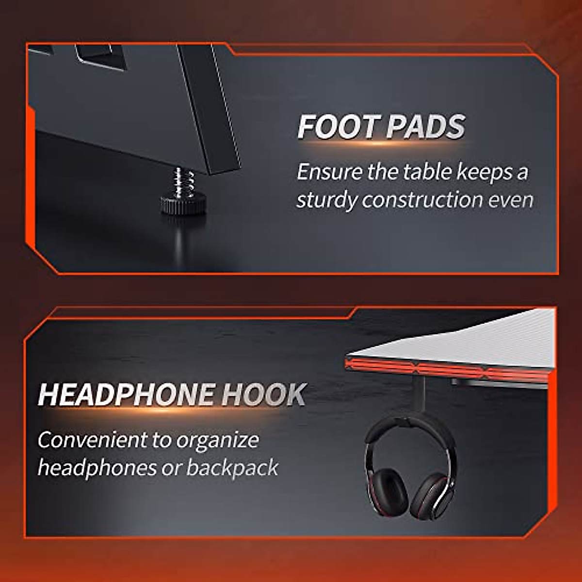 CubiCubi Gaming Desk 47 inch PC Computer Desk, Home Office Desk Gaming Table Z Shaped Gamer Workstation and Headphone Hook, White