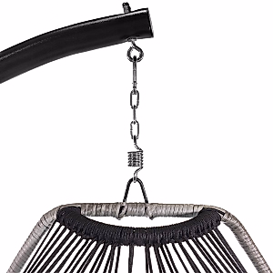 Barton Premium Egg Chair Egg Style Hanging Chair Blue w/Deep Cushion Soft Relaxing Luxury Outdoor Indoor Patio Bedroom Hanging Swinging