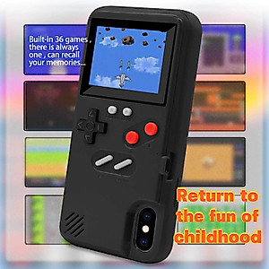 Game Console Case for iPhone,DIKKAR Retro Protective Cover Self-Powered Case with 36 Small Games,Full Color Display,Video Game Case for iPhone 11 Pro Max (Black)