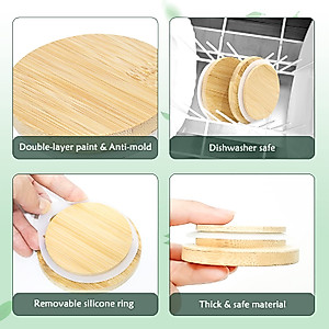 [12 Pack] Bamboo Mason Jar Lids - 6 Regular Mouth & 6 Wide Mouth Bamboo Lids for Mason Jars Storage Canning Jar Lids, Wooden Mason Jar Lids with 20 Labels & Pen