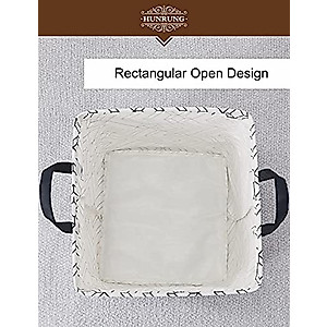 HUNRUNG Square Storage Bins Nursery Hamper Canvas Laundry Basket Foldable with Waterproof Nursery Boxes for Shelves/Gift Baskets/Toy Organizer/Office, Bedroom (Square-black transverse geometry)