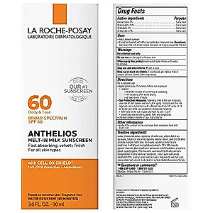 La Roche-Posay Anthelios Melt-In Milk Body & Face Sunscreen SPF 60, Oil Free Sunscreen for Sensitive Skin, Sport Sunscreen Lotion, Sun Protection and Sun Skin Care, Oxybenzone Free