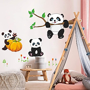Amaonm Removable Cartoon Smile Panda Wall Decal Kids Room Wall Stickers 3D Peel Stick DIY Nursery Art Decor Baby Sticker Girls Living Room Classroom Kindergarten Bathroom Bedroom Decoration