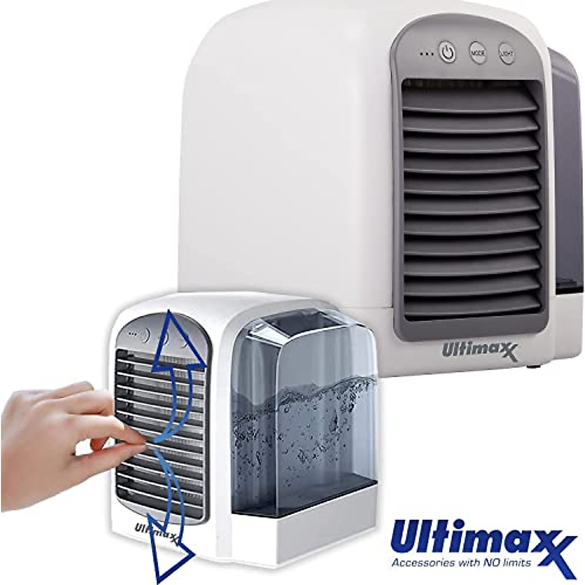 Ultimaxx CORDLESS, Portable Mini Air Conditioner 4-Pack. 3 Speeds (lasts up to 8 hours) - 2022 Personal Air Conditioner is Whisper-Quiet & Doubles as a humidifier for Bedroom, Desk, Camping & More