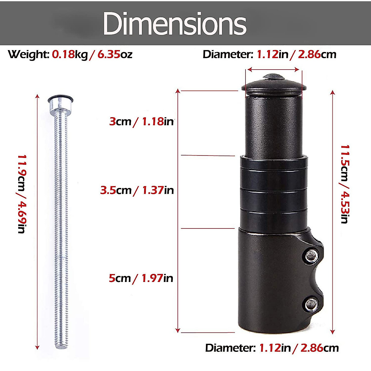 Glaray Bike Stem Extender Bicycle Fork Stem Riser 28.6mm Handlebar Extension Head Up Adapter for Mountain Bike, Road Bike, MTB, BMX