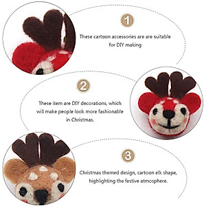 NUOBESTY 3Pcs Deer head brooch accessory Kid Xmas Clothes Pin Christmas DIY Ornaments Felt Christmas Deers Girl Christmas Present Xmas Scarf Pin Miss wool felt antlers birthday present