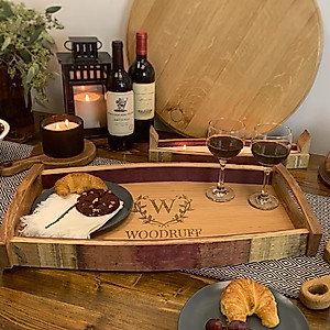 Personalized Wine Barrel Serving Tray - Handmade (Vintage Vines)