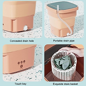 Portable Washing Machine, 15L Foldable Mini Washing Machine & Dryer Combo, Mini Washer for Socks, Baby Clothes, Towels, Underwear, Small Items, Apartment, Dorm, (US Plug 110V)