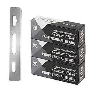 Feather Artist Club Professional Razor Blades - (3 Pack of 20) - Single Straight Edge Razor Blade Refills for Shaving - For Men & Barbers