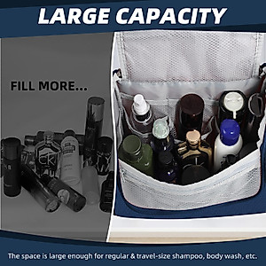 Buruis Large Capacity Toiletry Bag for Women and Men, Hanging Toiletry Organizer Cosmetics Makeup Bag, Water-resistant Dopp kit Shaving Bag for Full Sized Toiletries, Travel Essentials (Blue)