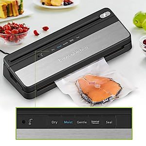 Bonsenkitchen Food Vacuum Sealer Machine, Built-in Cutter & Sealer Bags and Container Starter Kit, Dry&Moist Food Modes, Compact Design Air Sealing System Preservation For Food Storage