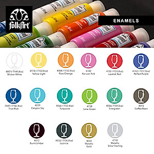 FolkArt Gloss Finish Acrylic Enamel Craft Set Designed for Beginners and Artists, Non-Toxic Formula Perfect for Glass and Ceramic Painting, , 32 Ounce, 16 Count (Pack of 1)