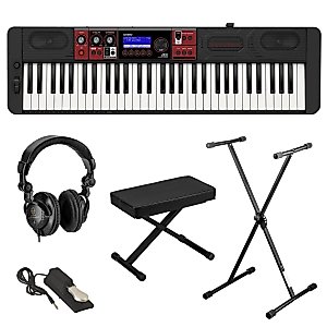 Casiotone CT-S1000V 61-Key Piano Style Portable Keyboard Bundle with Stand, Bench, Studio Monitor Headphones, Sustain Pedal