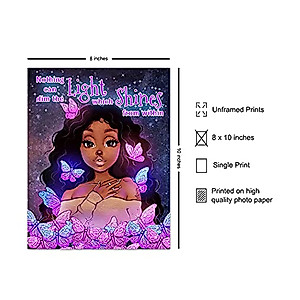 African American Girls Wall Art - Black Art - Little Girls Bedroom Decor - Teen Room - Inspirational Positive Quotes Wall Decor - Motivational Poster - Uplifting Encouragement Daughter Gifts for Women