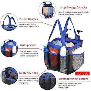 Nvatorfox 2 Pack Haundry Mesh Shower Caddy Tote Bag Hanging Portable Toiletry Bag College Dorm Essentials Quick Dry Bath Organizer for College Dorms, Gym, Camp for Bathroom Accessories(Pink+Blue)