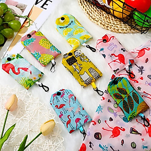 Shappy 34 Pcs Reusable Floral Grocery Bags Foldable Nylon Tote Bags Washable Shopping Bags Extra Large Cute Flower Reusable Bags with Attached Pouch for Women Grocery Shopping Supplies