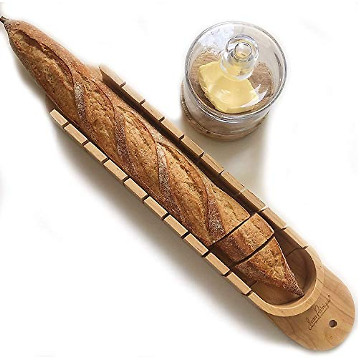 Jean-Patrique Baguette Bread Slicer & Bread Knife Set | 2-piece set contains a solid beech baguette bread slicing board and a professional quality stainless steel bread knife | From