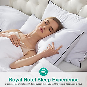 APSMILE Medium Firm Feather Down Pillows Standard Size Set of 2, Luxury Feather Pillow for Sleeping, Organic Cotton Cover Hotel Collection Bed Pillow (White, 20"x26")