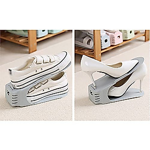 ZANBANG Thicking Shoe Slots Organizer,6 Pack Adjustable Shoe Stacker for Closet Organization with 3 Level ZML-285 (Blue)