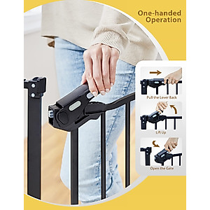 InnoTruth 29-39.6" Width Auto Close Baby Gate, 30" Tall Wide Dog Gate for Pets, Easy Install Walk Through for Doors, Hallways, House, Safety Kid/Puppy Pressure or Hardware Mounted Metal Gate, Black