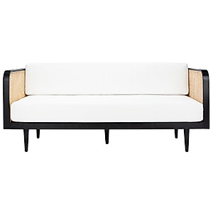 Safavieh Couture Helena French Mid-Century Black and Natural Rattan Daybed