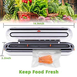 Vacuum Sealer Machine, Food Vacuum Sealer Automatic with 10 PCS Vacuum Seal Bags,5 in 1 Easy Dry/Moist Vacuum Sealer Machine Options for Sous Vide and Food Storage