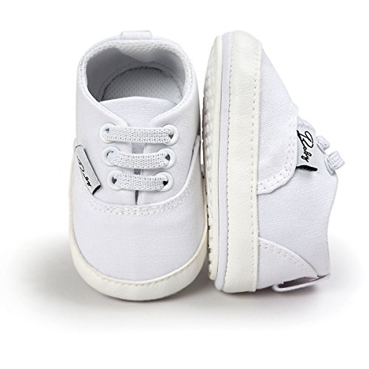 RVROVIC Baby Boys Girls Shoes Canvas Toddler Sneakers Anti-Slip Infant First Walkers 12Color (11cm (0-6months), White)