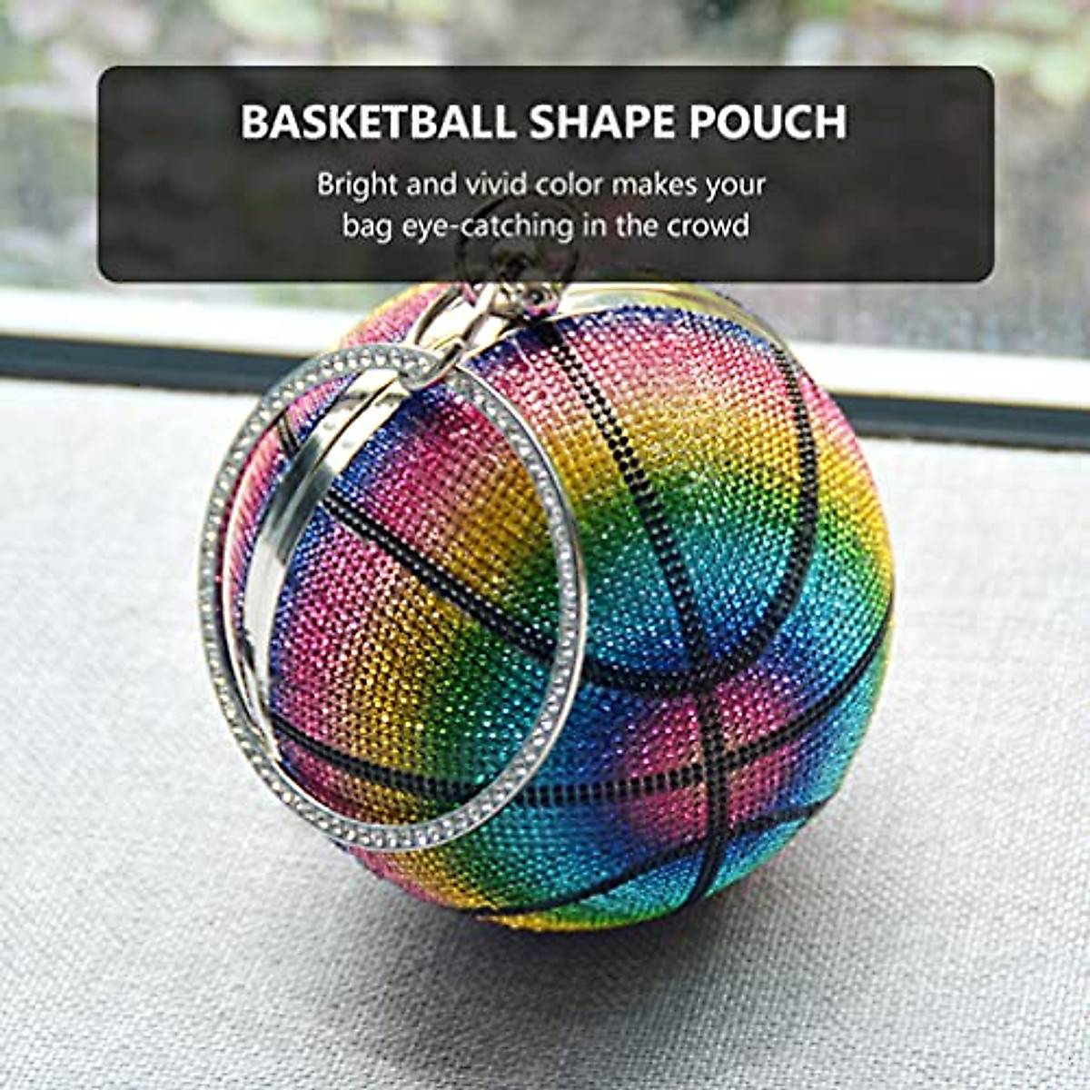 BESTOYARD Ball Shape Clutch Purse Party Handbag Rhinestone Ring Handle Evening Bag